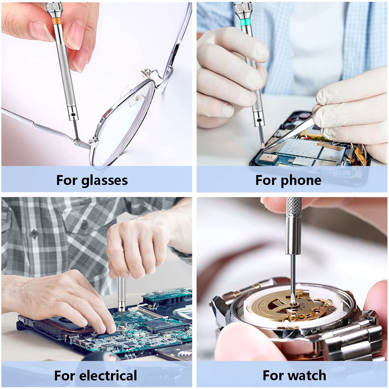 13PCS Professional Watch Screwdriver Set, SHEGATO Micro Precision Glasses Repair Kit, with 13PCS 0.2-2.0MM Extra Replace Blades, for Eyeglass Sunglass Watchmaker Jewelry Computer Phone Small Tools