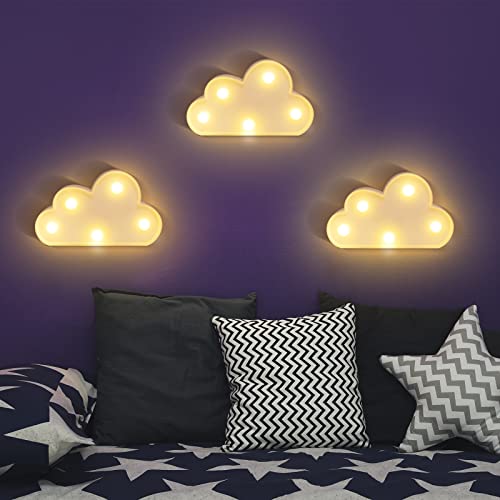 3 Pcs LED Cloud Night Light Can Be Hung On The Wall Kids Room Room Light, Suitable for Birthday Party Holiday Decoration Baby Room Nursery Decoration (Cloud)