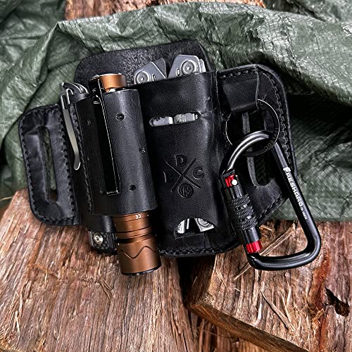 1791 EDC Multitool & Flashlight Holster, Leather EDC Organizer Belt Pouch Fits Multitool, Knife, Flashlight, Keys - Compatible with Heavy Duty Leatherman, Gerber, SOG Multitools - Easy Slide, Brown