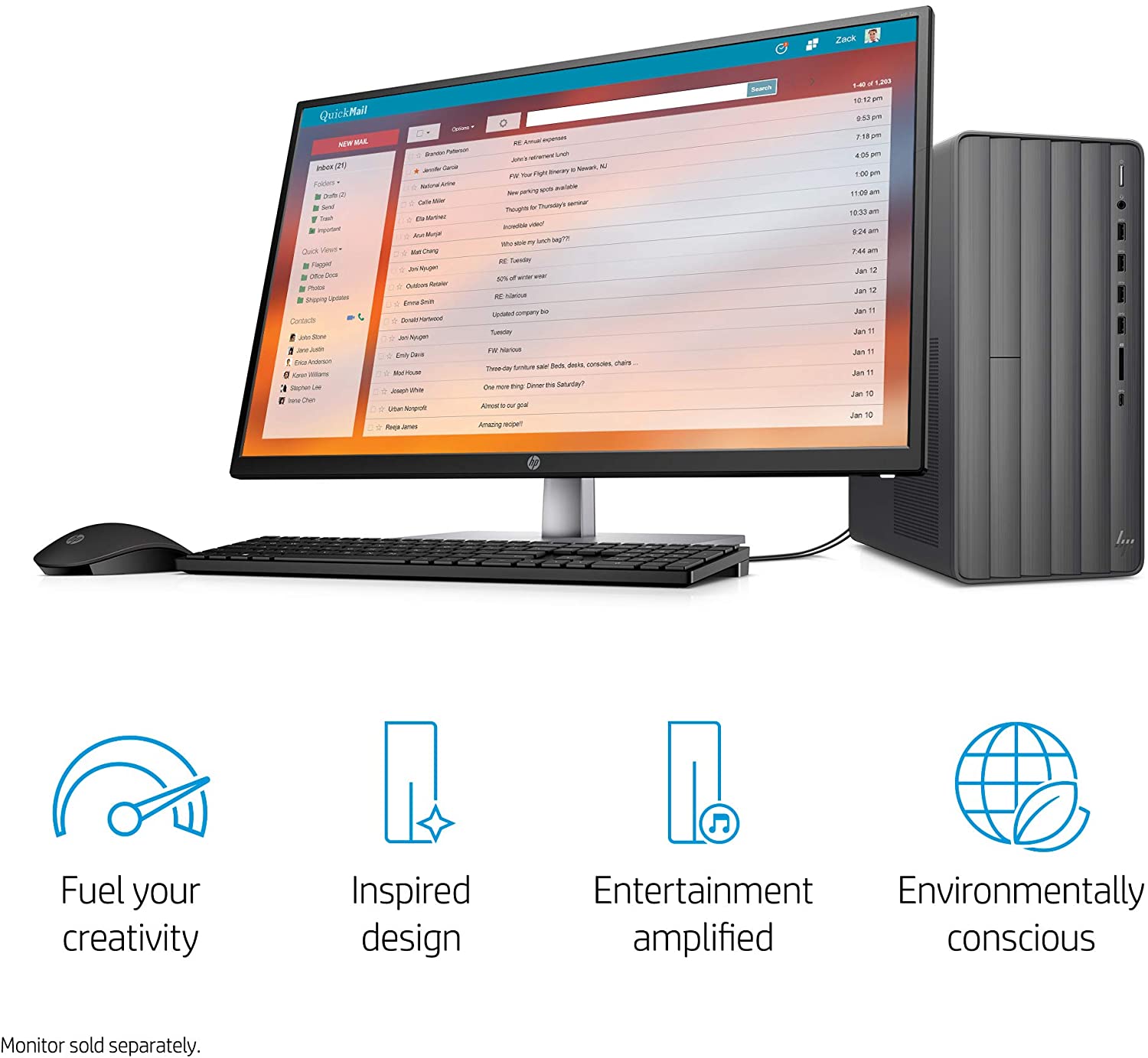 HP 2021 Envy TE01 Desktop Computer, 10th Gen Intel i5-10400 6-Core Processor, 16GB DDR4 RAM, 1 TB PCIe SSD + 1TB HDD, Wireless-AC, HDMI, VGA, Wilreless Mouse&KB, Windows 10 Home (Latest Model)