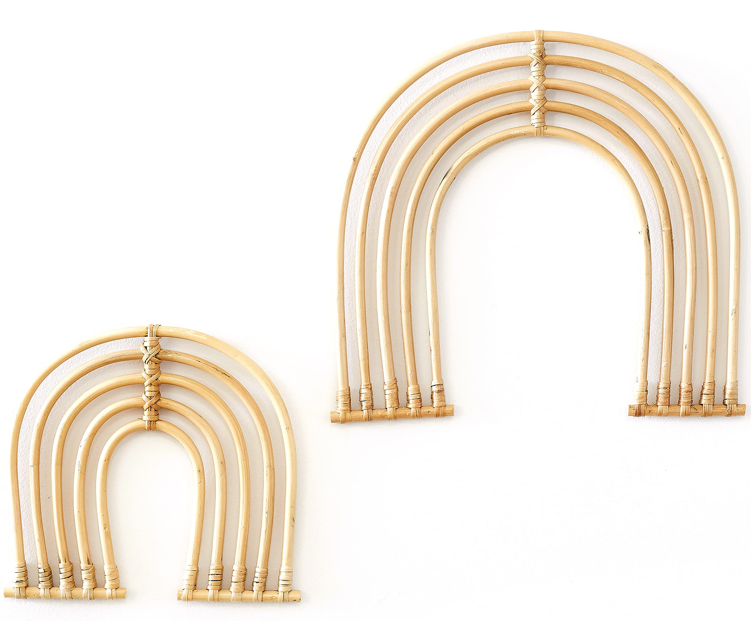 BEBE BASK Rattan Rainbow Nursery Decor Set of 2 - Handmade - Rainbow Decor for Girls Room - Wall Decorations