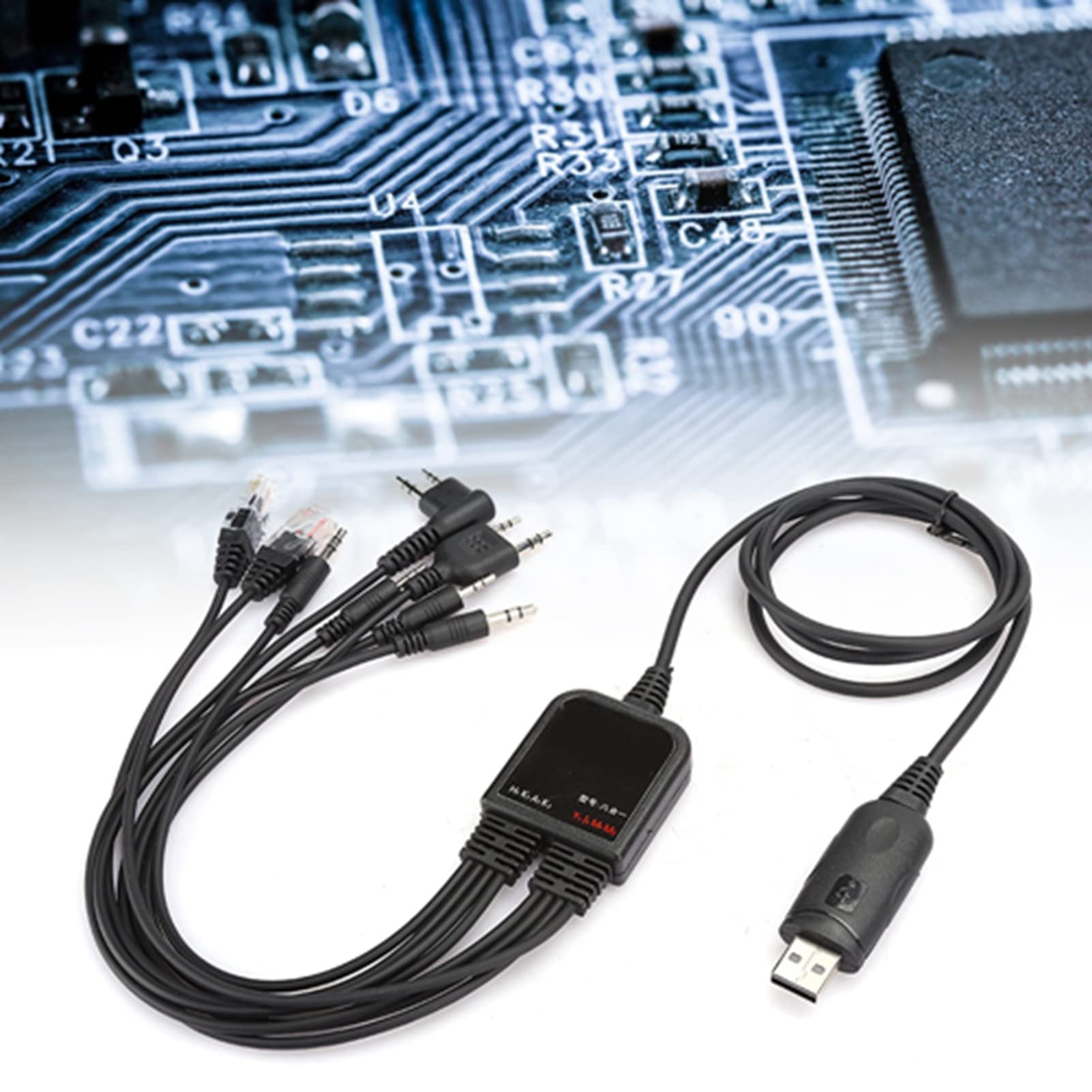 8 in 1 Multifunctional USB Programming Cable Compatible for Kenwood/QuanSheng/HYT/Motorola Walkie Talkie