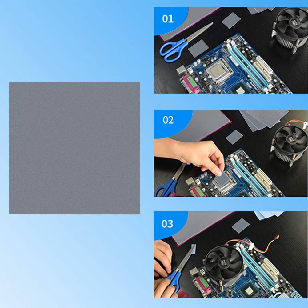 12W/mK Thermal Pad, 100x100x1mm Non Conductive Lnsulated Heat Resistant High Temperature Resistant Silicone Thermal Pads for Mining Motherboard Laptop Heatsink CPU GPU LED SSD IC SMD Cooler