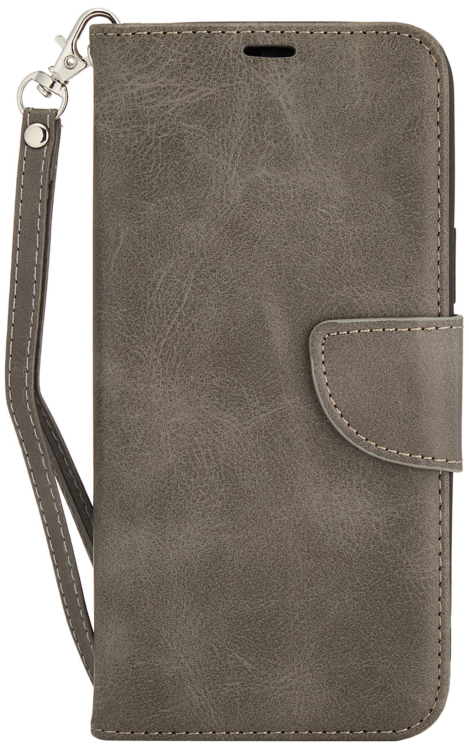 GLOW Co., Ltd. iPhone 12 Pro Max Notebook Type Case with Strap, Gray, Tempered Glass & Stylus Pen 407-2-01