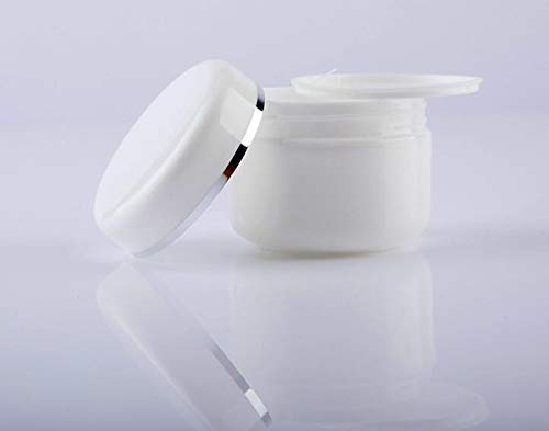 8 Oz (250ml) White Plastic Cosmetic Jars with Inner Liners and Dome Lids Refillable Make-up Cosmetic Containers Pot Case for Scrubs Oils Salves Creams Lip Balm Lotions Nail Accessories Pack of 6