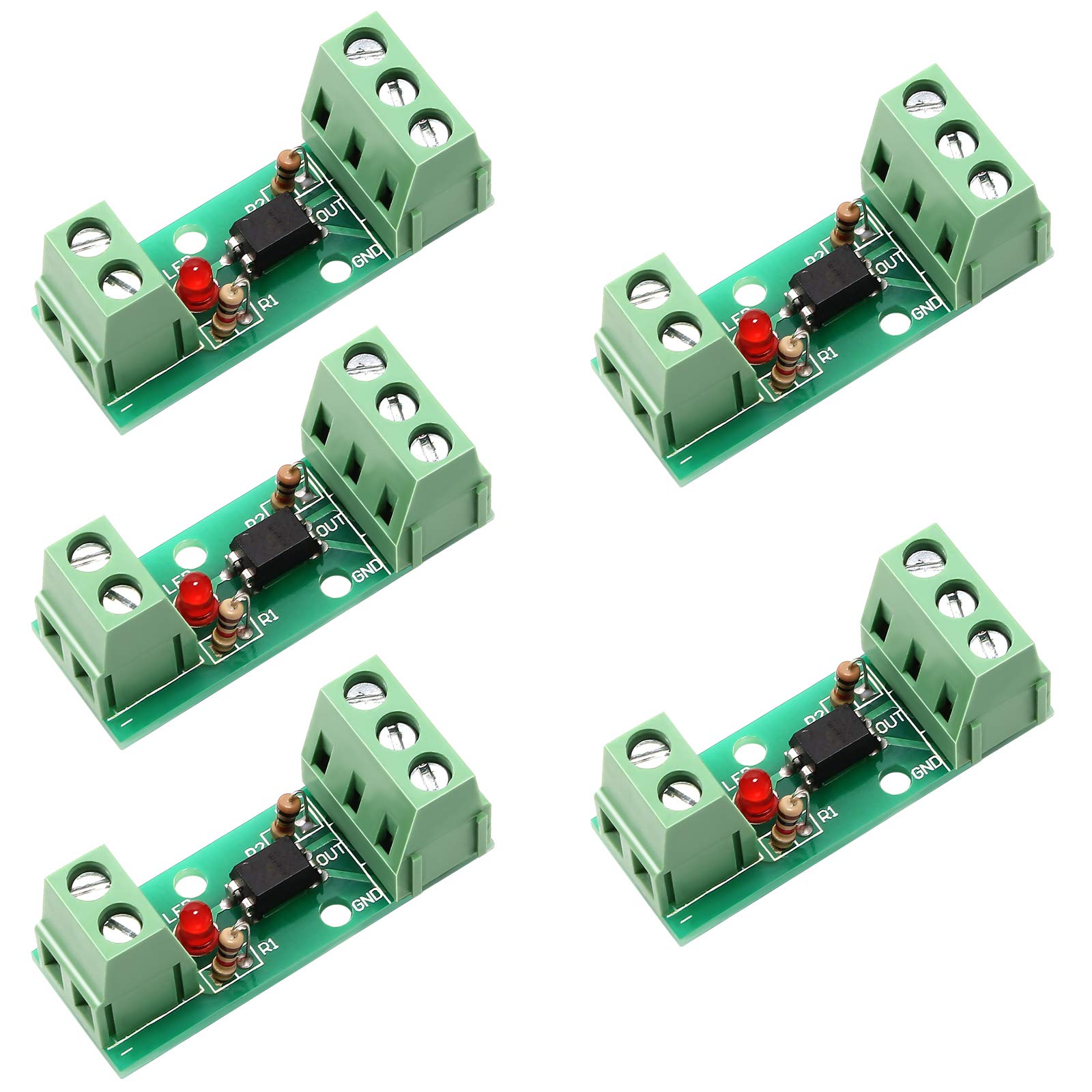 5 PCS Optocoupler Isolation Board, Icstation DC 12V Optocoupler Isolation Module EL817 1 Channel Opto PNP NPN Signal Converter, Isolator High-Level Trigger 80KHz