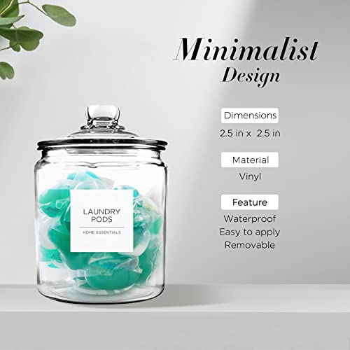 144 PCS Minimalist Laundry Room Labels Set, v2croft Water Resistant Stickers,Water/Oil Resistant Stickers for Laundry Room, Linen Closet Home Bathroom and The Beauty Organization(White)