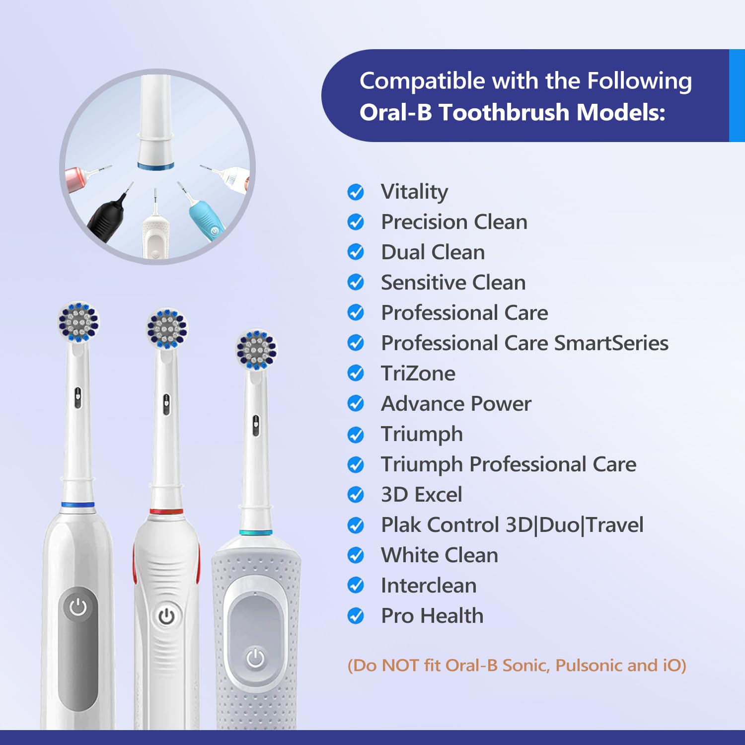 8 Pack Replacement Brush Heads Compatible Toothbrush Heads for Braun Oral-B Professional Care 500 600 1000 2000 2500 3000 5000 7000 and More Vitality Pro Smart Genius Electric Toothbrushes