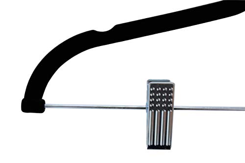 Brookstone BKH1293, 10 Pack Non-Slip Velvet Hangers with Clips, 360° Swivel Hook, Lightweight & Slim, Strong & Durable, Space Saving Design, Heavy Duty, Won’t Stain Fabric, Black, 10 Count