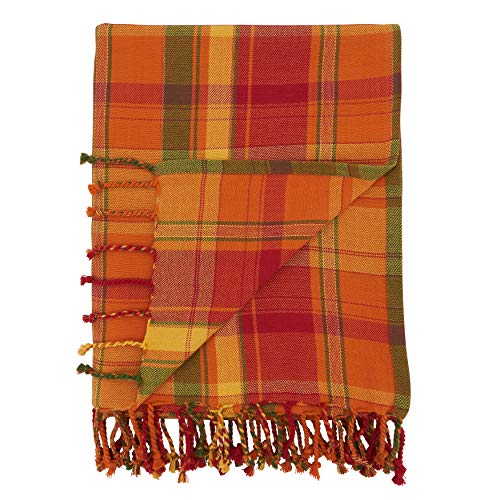 SARO LIFESTYLE Harvest Plaid Throw Blanket, Terracotta, 50"" x 60""" (TH520.TC5060)