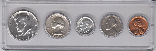 1964 Birth Year Coin Set (5) Coins Half Dollar, Quarter, Dime, Nickel, and Cent all dated 1964 and Encased in a Plastic Display Holder Choice Uncirculated