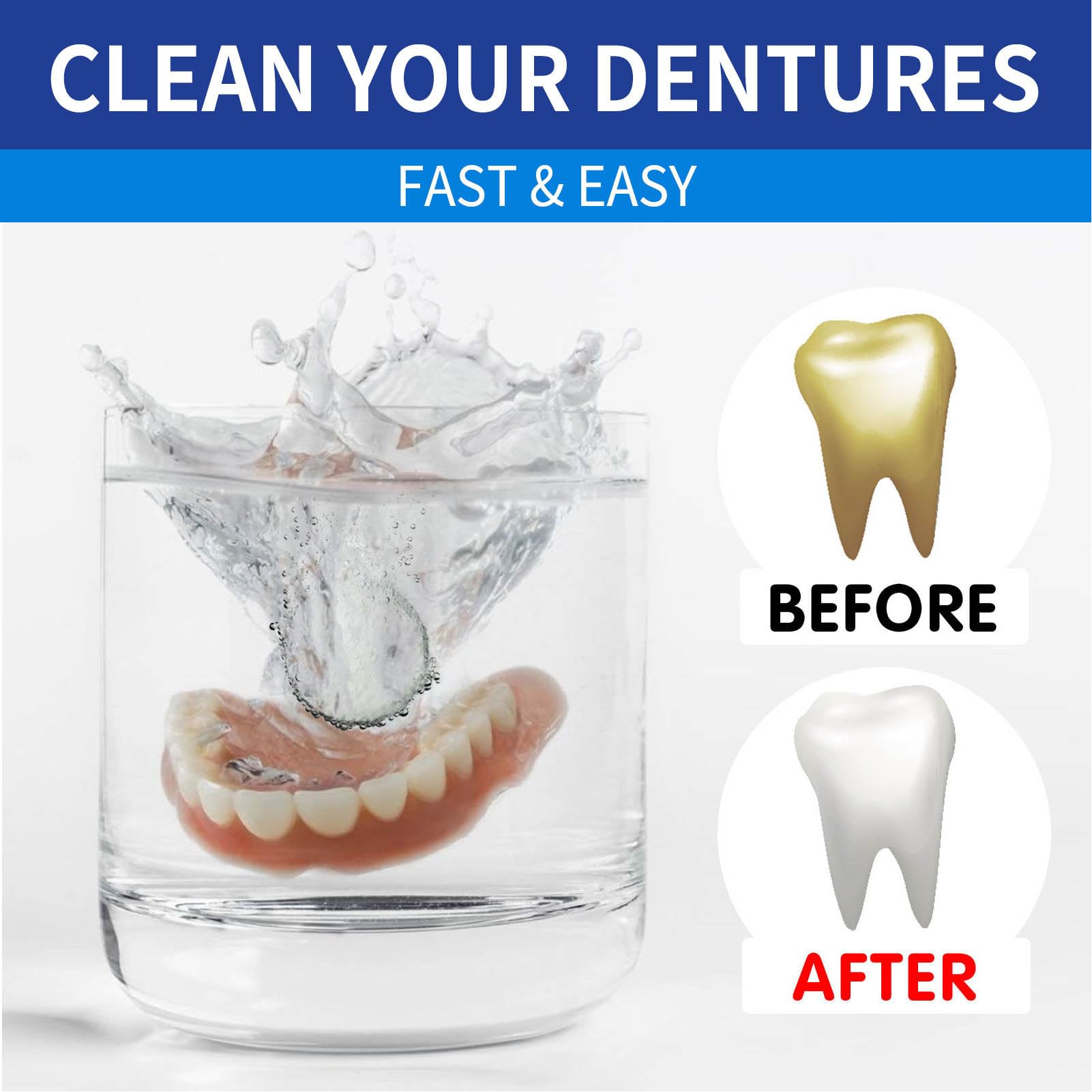 100PCS Retainer Cleaning Tablets, Denture Cleanser Tablets Denture Cleaning Tablets Removes Odor Oral Cleaning Retainer Cleaner for Aligner Mouth Night Guard
