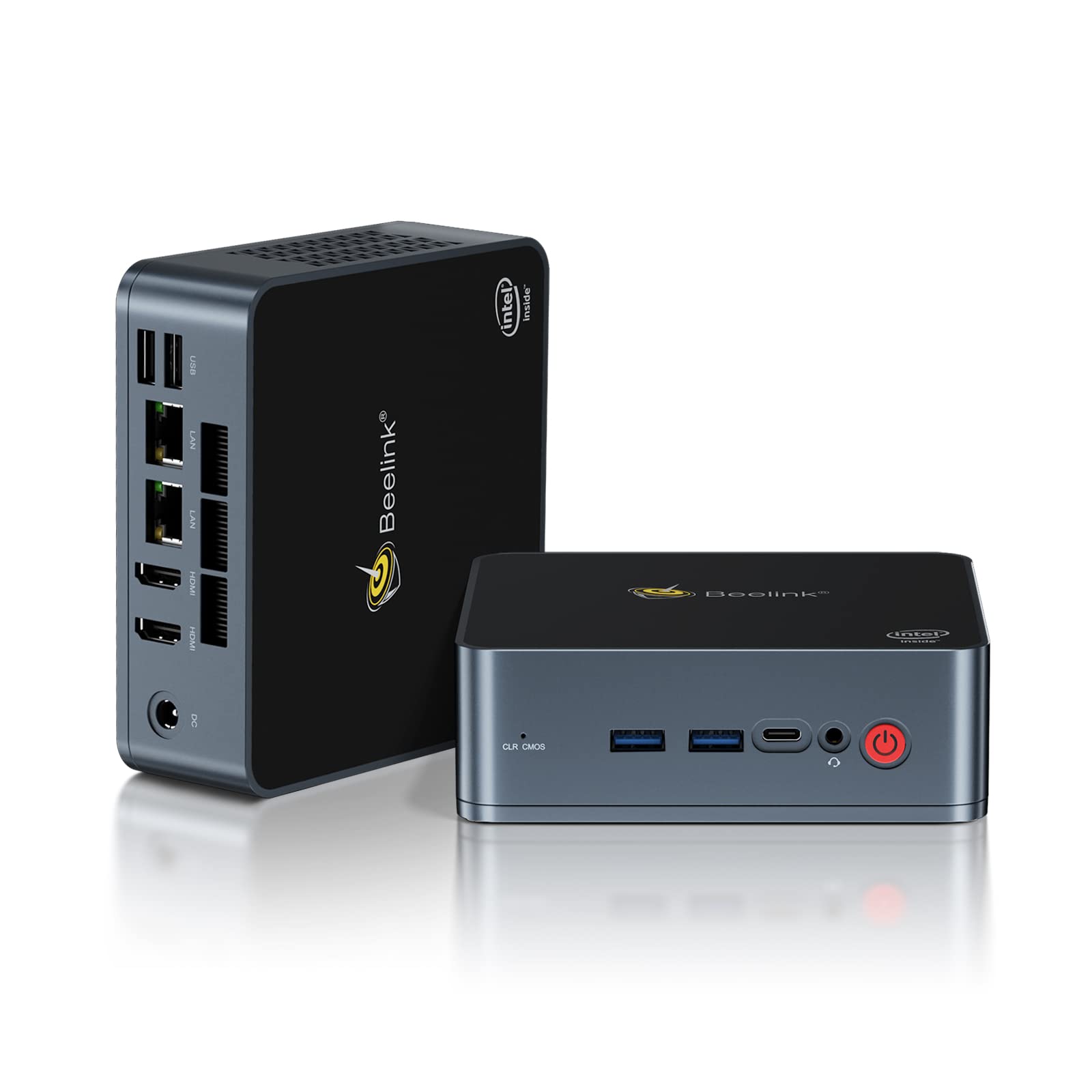 Beelink Mini Pc GK55 8GB DDR4 256GB SSD Intel J4125(4C/4T 4MB Cache Up to 2.7GHz), Mini Computer Supports 4K Dual HDMI Output / 2.4G+5G WiFi/ BT4.0/2.5" HDD Extension/Dual Gigabit Ethernet
