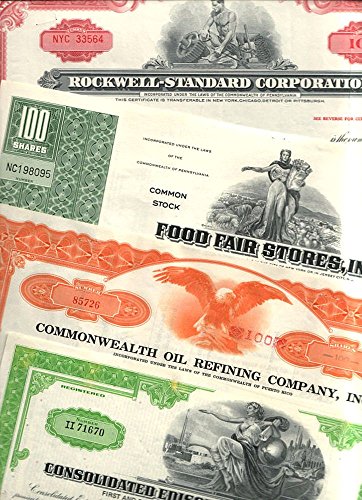 1965 No Mint Mark AMAZON SPECIAL! 100 DIFFERENT RARE ORIGINAL U.S. STOCKS, BONDS and DEBENTURES @ 79c! MANY BIG NAMES! LOWEST PRICE ON EARTH! 1 Share to $5000 Seller EXTRA FINE (AVERAGE GRADE)