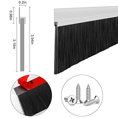 2 Pack Door Draft Stopper, Cuttable Under Door Seal 39” Length, Strong Adhesive Door Sweep for Exterior and Interior Doors(Aluminum)