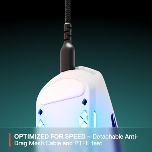 SteelSeries Aerox 3 - Holey RGB Gaming Mouse - Ultra-lightweight Water Resistant Design - 8,500 DPI TrueMove Core Optical Sensor - Snow