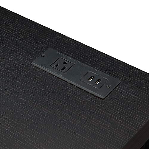 Convenience Concepts Newport 2-Drawer Desk with Charging Station, Espresso/Black