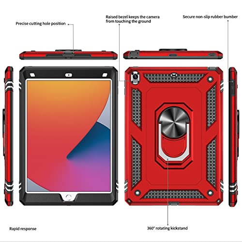 LeYi for iPad 9th Generation Case for Boys Kids, iPad 8th/ 7th Generation Case with Magnetic Stand, iPad 10.2 Case Military-Grade Shockproof Kickstand Protective Cover for Apple iPad 10.2 Inch, Red