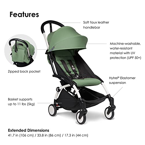 BABYZEN YOYO2 Stroller - Lightweight & Compact - Includes White Frame, Peppermint Seat Cushion + Matching Canopy - Suitable for Children Up to 48.5 Lbs