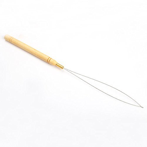 5 Wooden Hair Extensions Loop Needle Threader Wire Pulling Hook Tool for silicone microlink beads and feathers, Set of 5 for hair or feather extensions (5 Loop Tools)