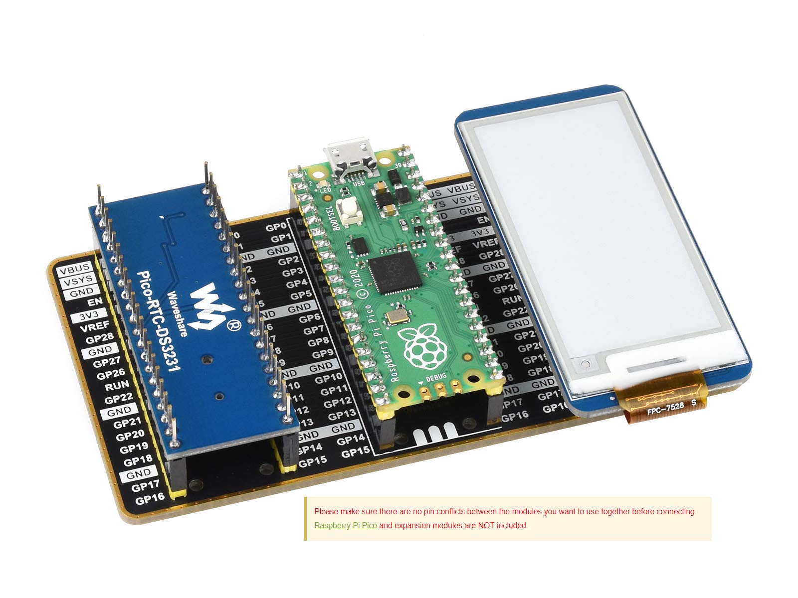 Dual GPIO Expander for Raspberry Pi Pico Microcontroller Board Two Sets of Standard Raspberry Pi Pico GPIO 2x20 Male Headers for Connecting More Expansion Modules
