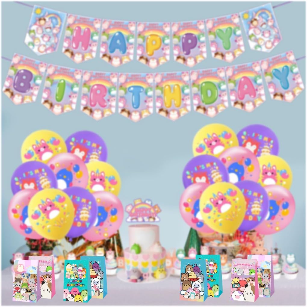 12Pcs Squishmallow Party Favor Goodie Bags Gift Bags, 4 Different Pattern, Squishmallow Birthday Party Supplies Decorations