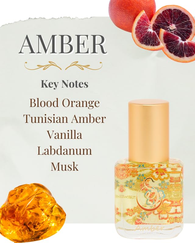 Amber Organic Perfume Oil Extract Roll-On by Sage- 1/4 oz, Vegan & Cruelty-Free, Earthy Scent, Amber, Blood Orange, Musk