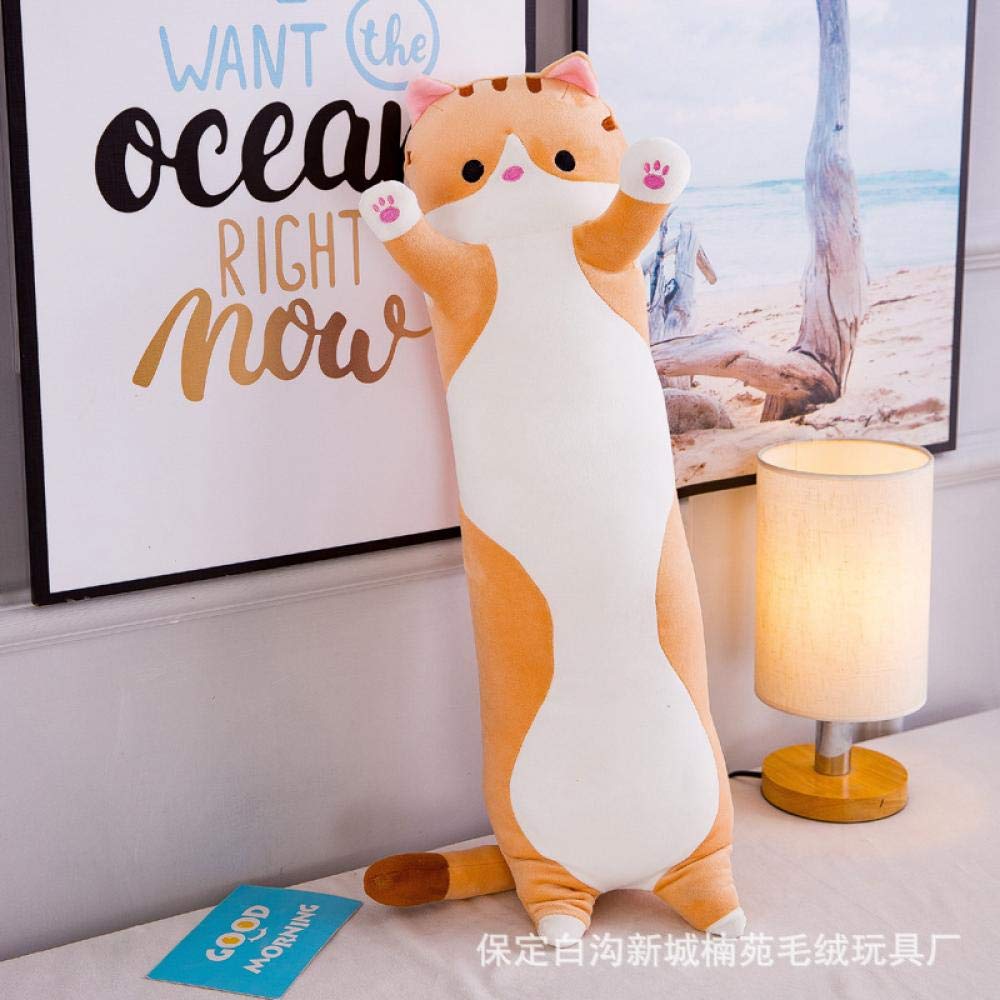 123Arts Cartoon Cat Soft Plush Long Throw Pillow Lifelike Animal Neck Pillow Plush Toy