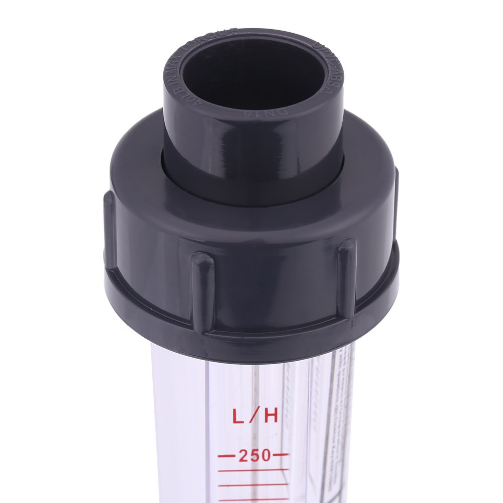 Akozon Rotameter Water Flow Meter Plastic Tube Type 25-250L/H Instantaneous Liquid Water Flow Meter Tube Flowmeter DN15 for Fertilizer l Fiber