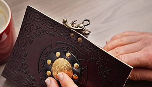 A5 Book of Shadows Travel Leather Journal Notebook, Supernatural Spellbook, Writing Diary With Lock