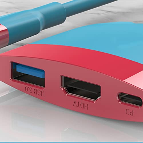 SHYPT Switch TV Dock for Portable Docking Station USB C to 4K HDMI-Compatible USB 3.0 PD (Color : Red and Blue)