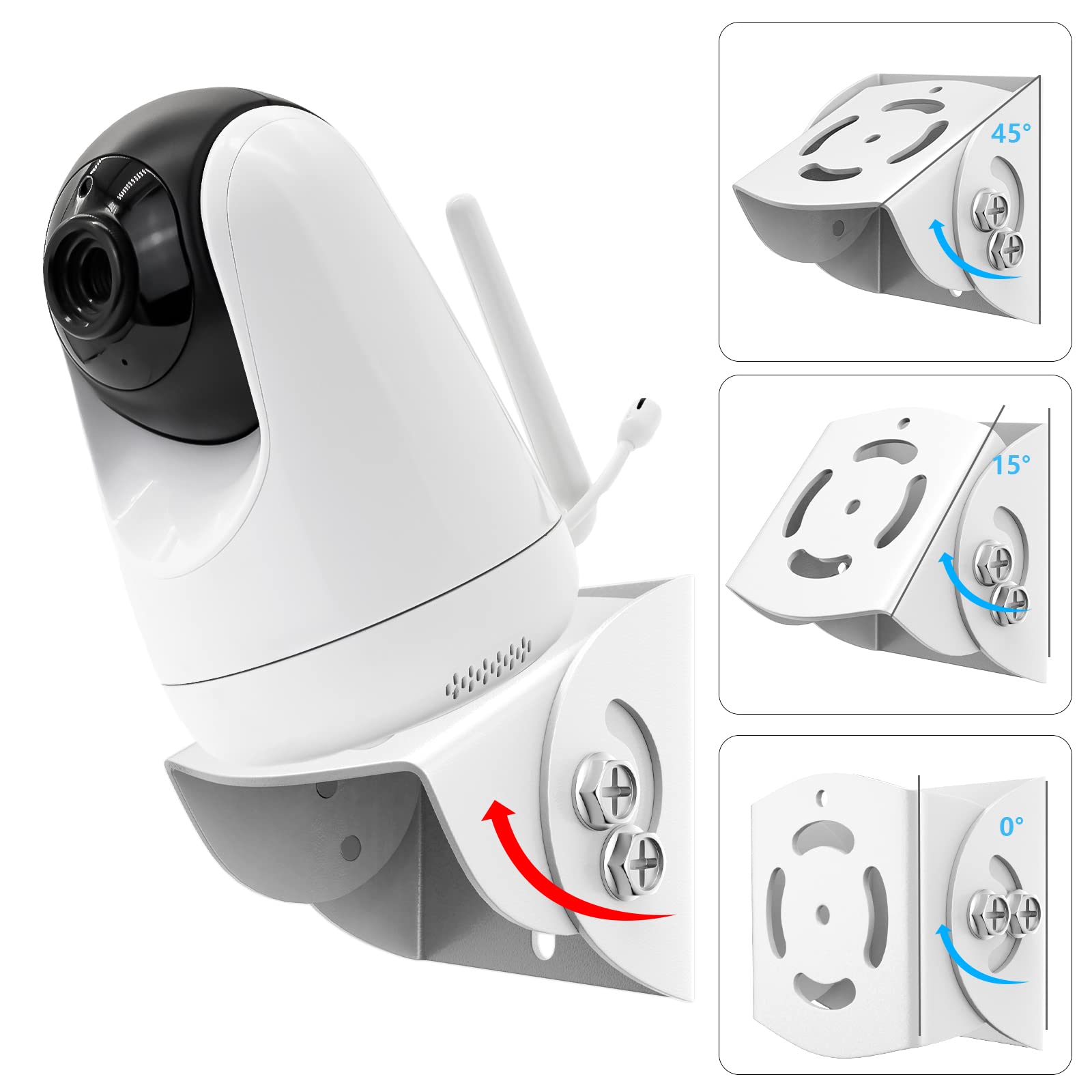 2 Pack-Adjustable Angle Baby Monitor Wall Mount for Motorola, Arlo, Infant Optics DXR-8, HelloBaby, Hellobaby Babysense Monitor Camera, Perfect Angle and Easy to Install (Camera Not Included)