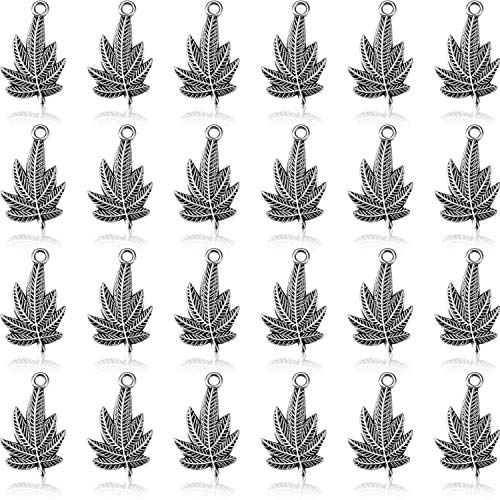 100 Pieces Maple Leaf Charms Antique Silver Leaf Charm Zinc Alloy Fall Leaf Pendant for DIY Earring Bracelet Necklace Jewelry Making, Antique Silver