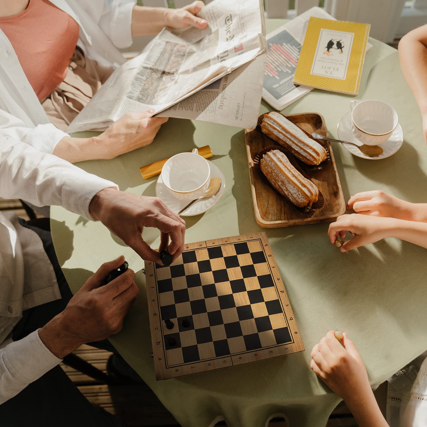 15" Classic Staunton Wooden Chess&Checkers Set with Folding Chess Board Chess&Checkers Pieces 2 Extra Queens,3 in 1 Board Games Includes Chess Checkers Backgammon