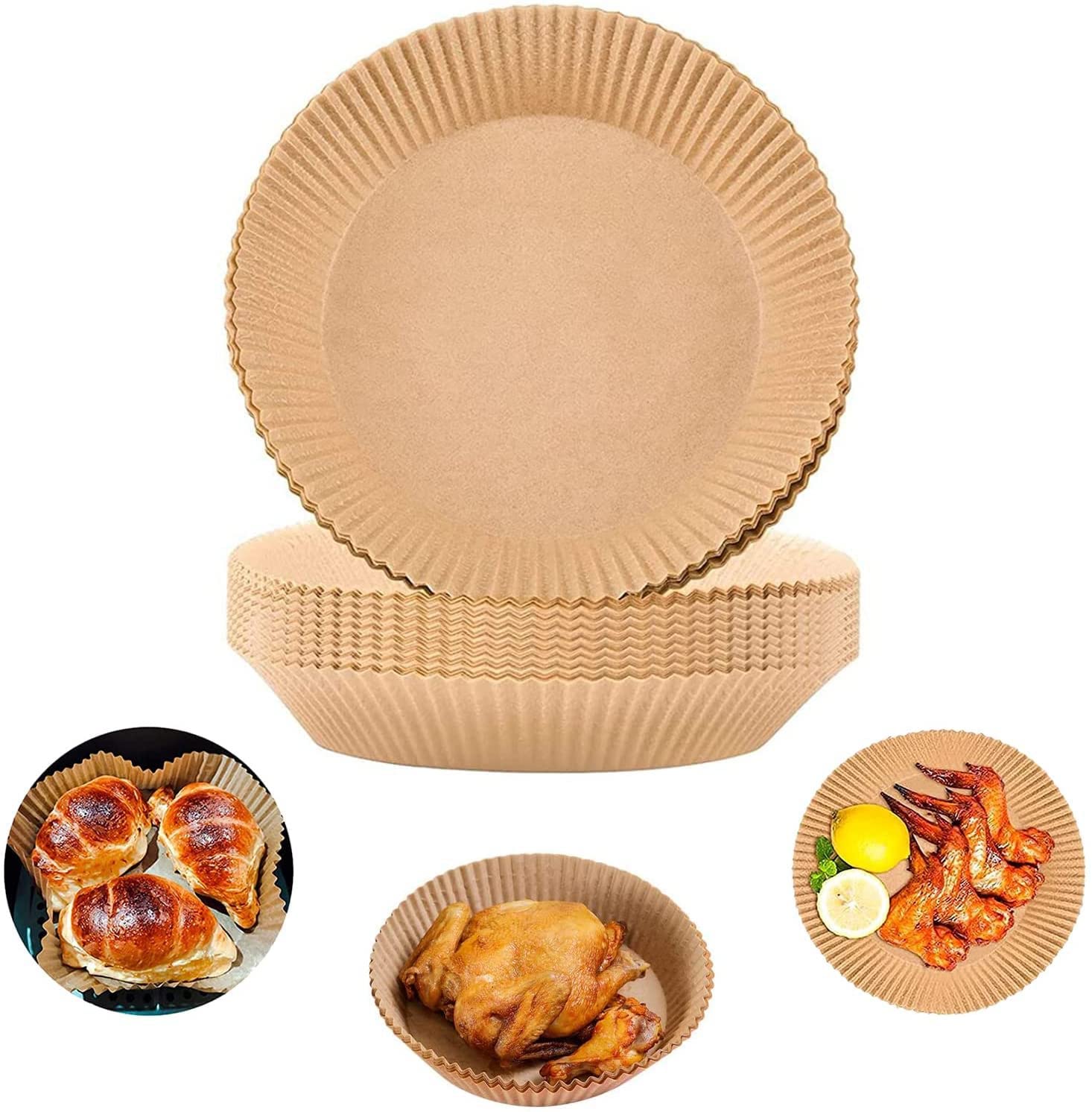 100PCS Air Fryer Liners Disposable Paper,Parchment Paper For Air Fryer, Disposable Paper Towel For Air Fryer,For Baking, Roasting, Microwave, Oil and Water Proof, Oven Accessories(3-5L-6.3 inch)