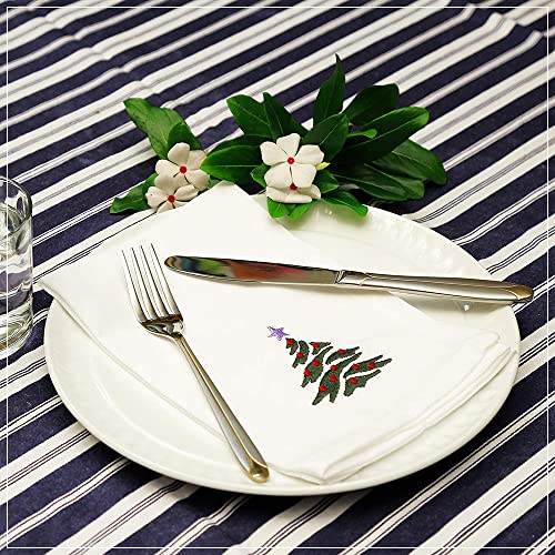 Cotton Carnival Dinner Napkins, Made with Pure Cotton, Christmas Tree Embroidered of Size 43Cm X 43Cm, Set of 6 Napkins Soft and Comfortable - Durable Quality