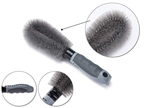 Aaskuu 2 Pcs Steel and Alloy Wheel Cleaning Brush, Rim Cleaner for Your Car, Motorcycle or Bicycle Tire Brush Washing Tool