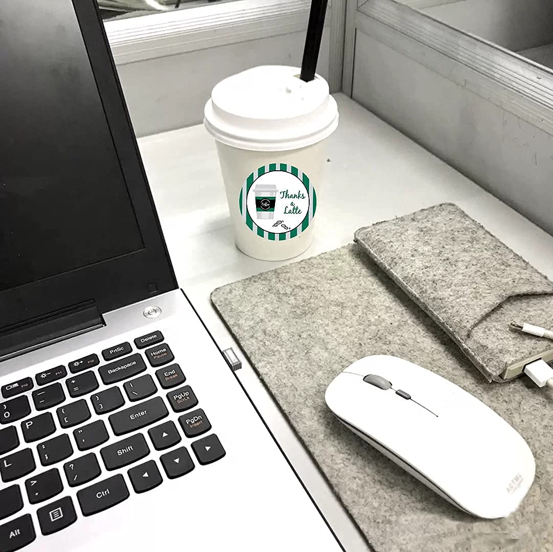 Thanks A Latte Stickers,1.5 Inch Customer Appreciation Labels for Favors Bags,Envelope Seals,Goodie Bags,Suitable for Small Business,Cafe,500 Pcs Per Roll
