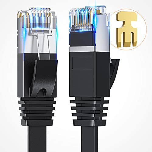 Tiktun Cat 6 Ethernet Cable 6ft, High Speed Ethernet Cord, Slim LAN Cable with RJ45, Weatherproof Flat Internet Network Patch Cord, Black