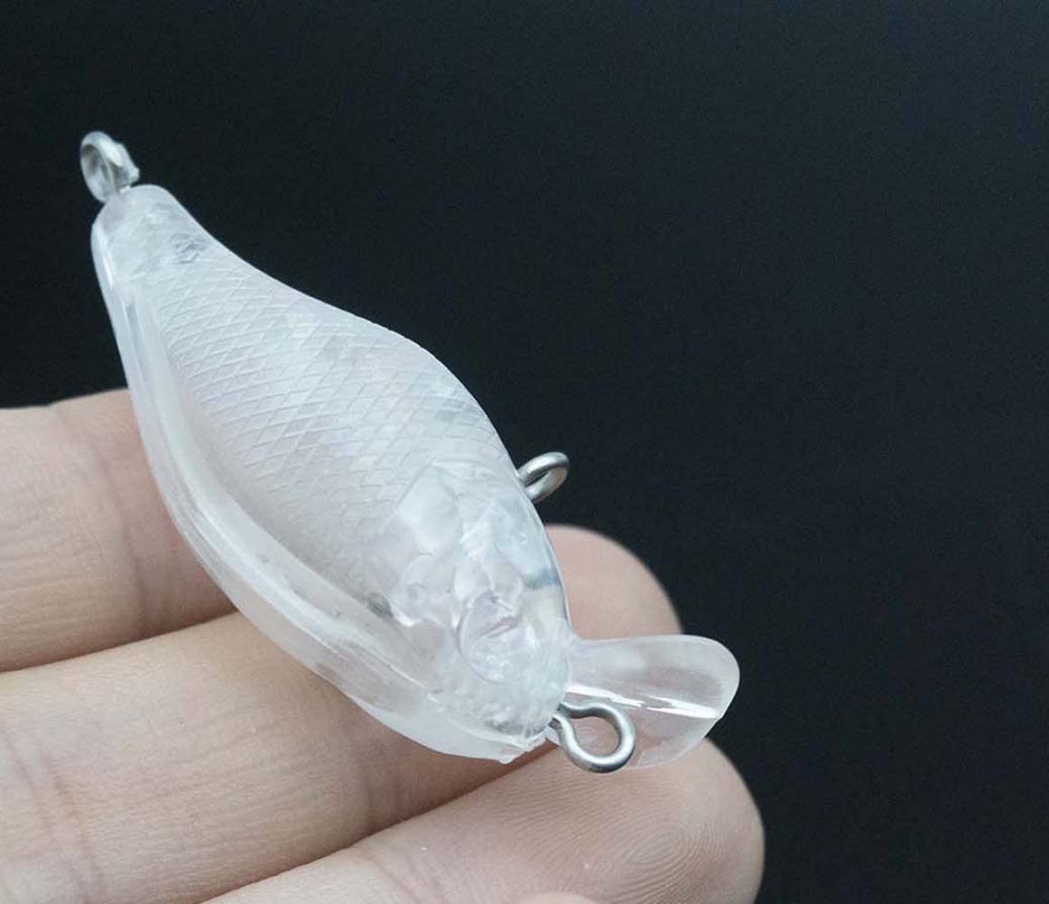 10PCS Unpainted 48mm 3.4g Lure with 4mm Free Fishing Eye Crankbait Baits Simulation Blank Body Clear Hard Baits Trout Salmon Minnow Lure Popper Lures Topwater Freshwater 413
