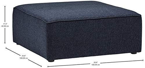Amazon Brand - Rivet Audrey Modern Square Ottoman, 39"W, Denim