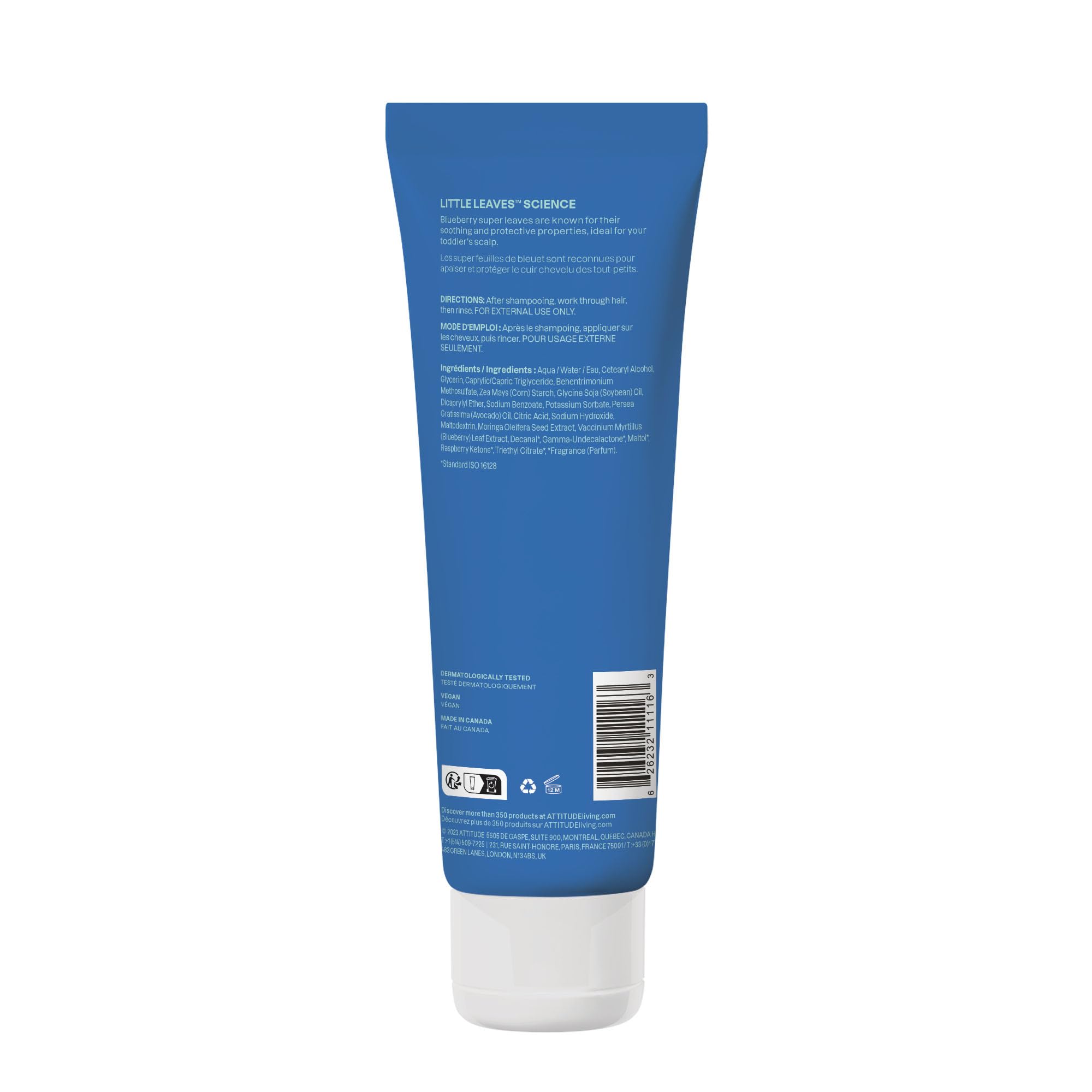 ATTITUDE Hair Conditioner for Kids, Dermatologically Tested Products, Plant- and Mineral-Based Detangler, Vegan, Blueberry, 8 Fl Oz