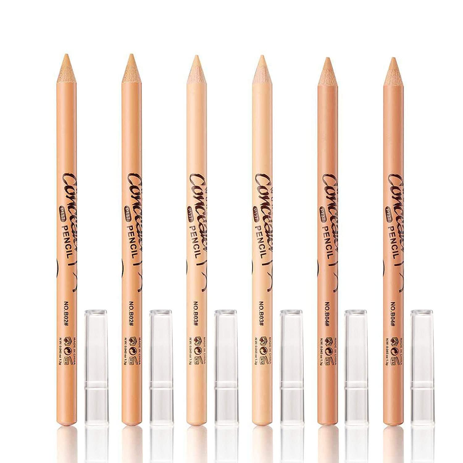 6 PCS Dark Circles Treatment Multi-Use Concealer pen, Wonder Concealer Pencil Tricolor, Professional Makeup Covered Concealer Pen Tattoo Concealer (Combination)