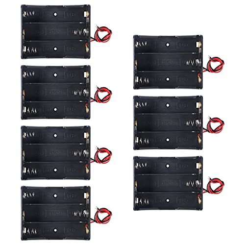 DORHEA 7PCS 18650 Battery Holder Bundle with Wire 18650 Battery Holder Case 3.7V, 3 Slot DIY Battery Storage Boxes, 3 Slot Black Plastic Batteries Case for 18650 Battery