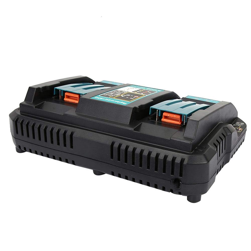 14.4-18V Lithium Battery Charger, Dual Port DC18RD Replacement for MAKITA Li-ion Battery Double Port US Plug 110V