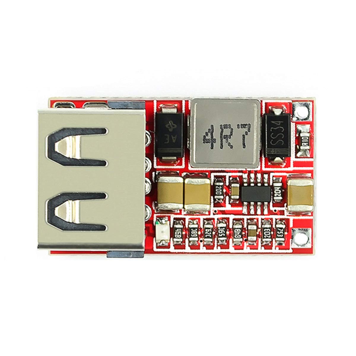 ALAMSCN DC-DC Buck Converter Car USB Charger Module 6-24V 12V 24V to 5V 3A Step Down Voltage Regulator Power Supply Module(Pack of 5) Red