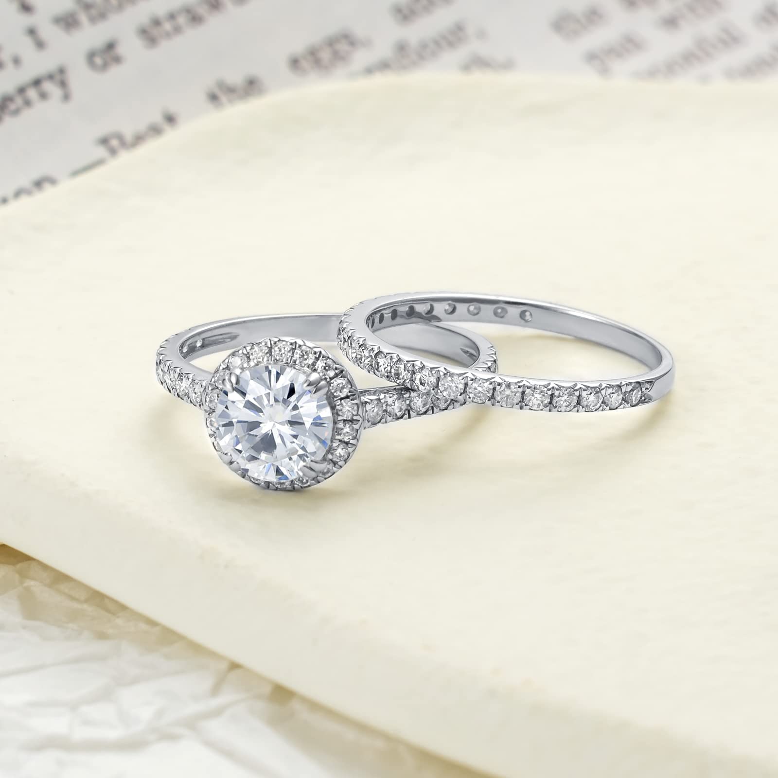10K 14K 18K Real Gold Bridal Sets Engagement Ring for Women 1-3/8 ct. tw. Moissanite, Solid Gold Wedding Proposal Ring Jewelry , Personalized Custom Name Ring 4-12
