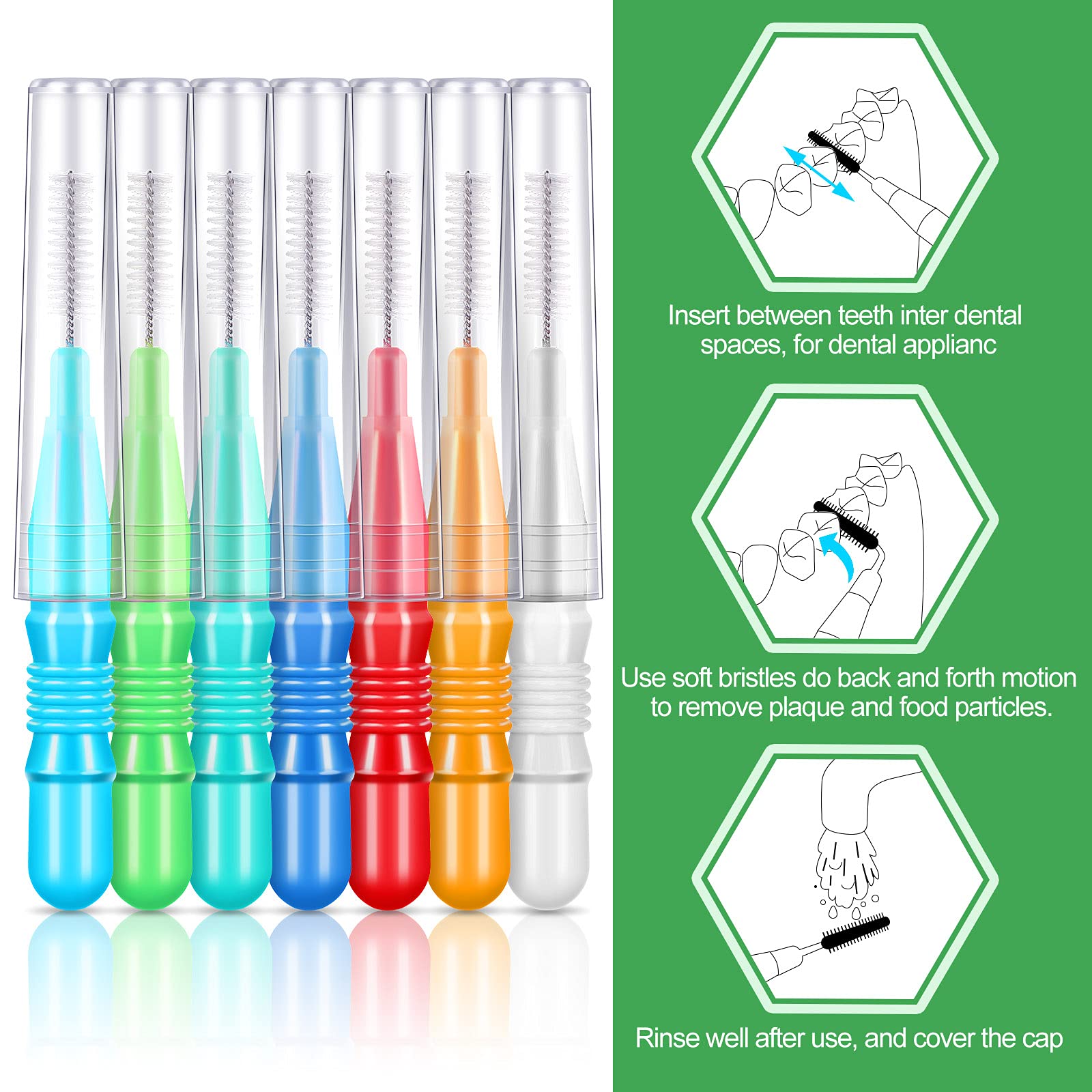 70 Pieces Interdental Brush Teeth Floss Tooth Cleaning Tool Toothpick Cleaner Dental Tooth Flossing Head Teeth Soft Dental Pick Refill Dental Flosser Oral Dental Hygiene Teeth Flossing