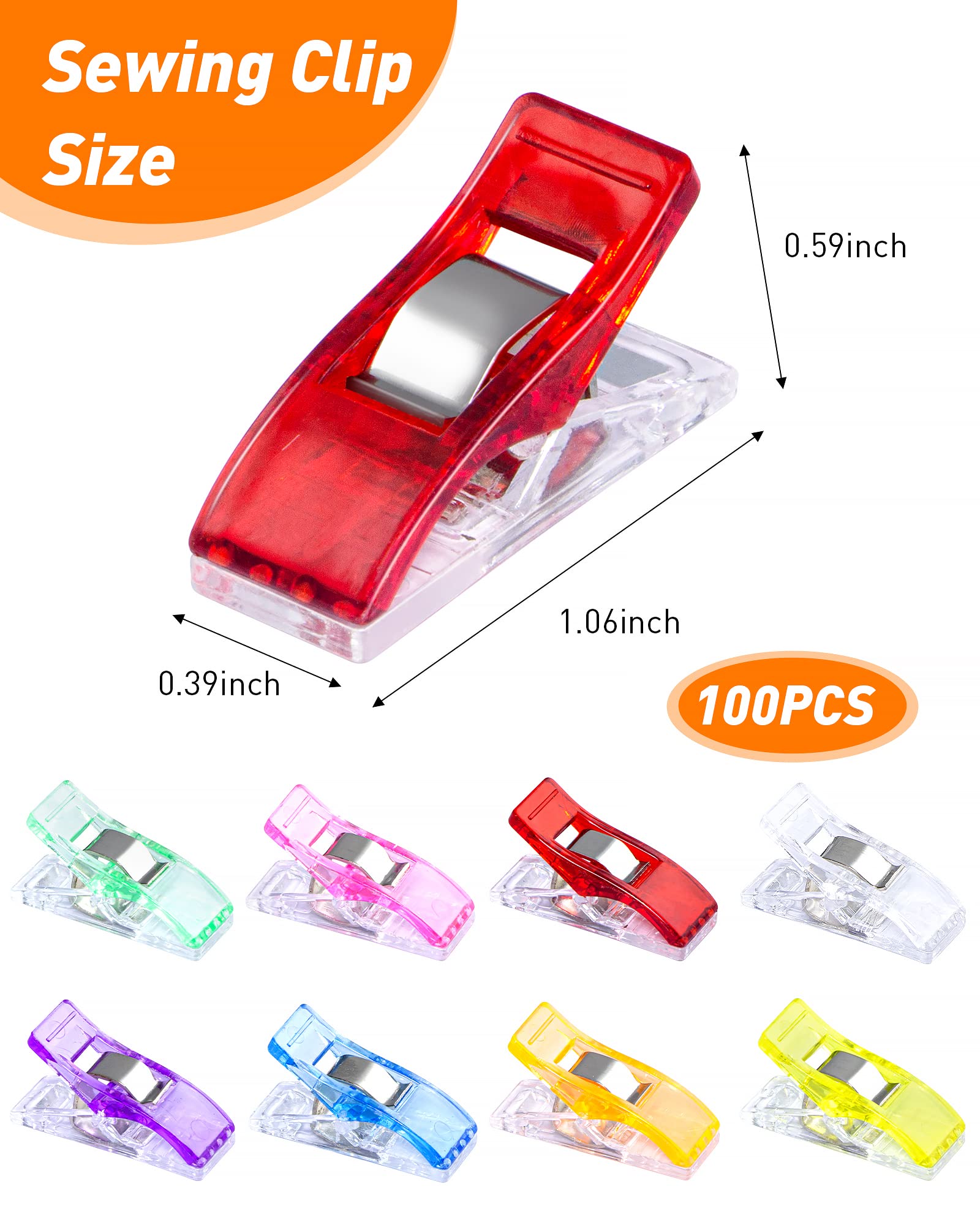100pcs Multi-Purpose Fabric Sewing Clip，Mini Color Fabric Sewing Clips Quilting,Supply Craft Tools,Fastener Embroidery Crafts, Paper Products and Hanging Small Things,Very Durable Clip for Crafts
