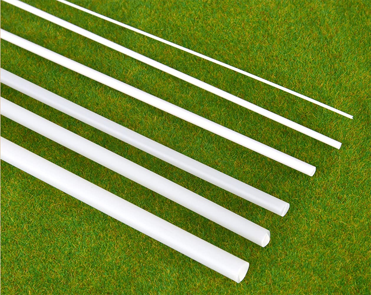 10Pcs White Plastic Rods Round Solid Bar DIY Model Material ABS Round Stick for DIY Sand Table Model, DIY Toys Doll House, DIY Scene Making, Building Making, Length 250mm, Diameter 1mm to 6mm Option